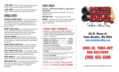 Restaurant Menu | Double Barrel BBQ | Barbecue Catering